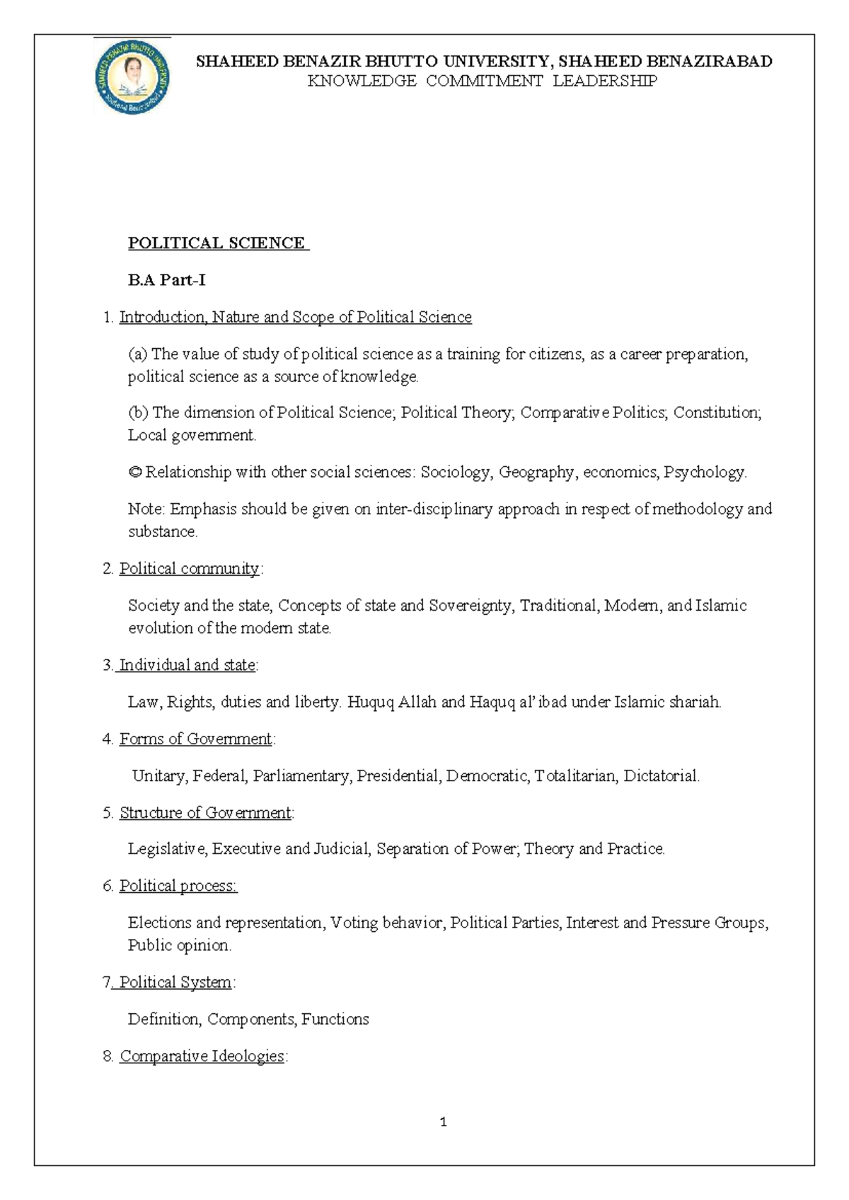 Political Science Overview: Concepts, Systems, and Methodologies (PS ...