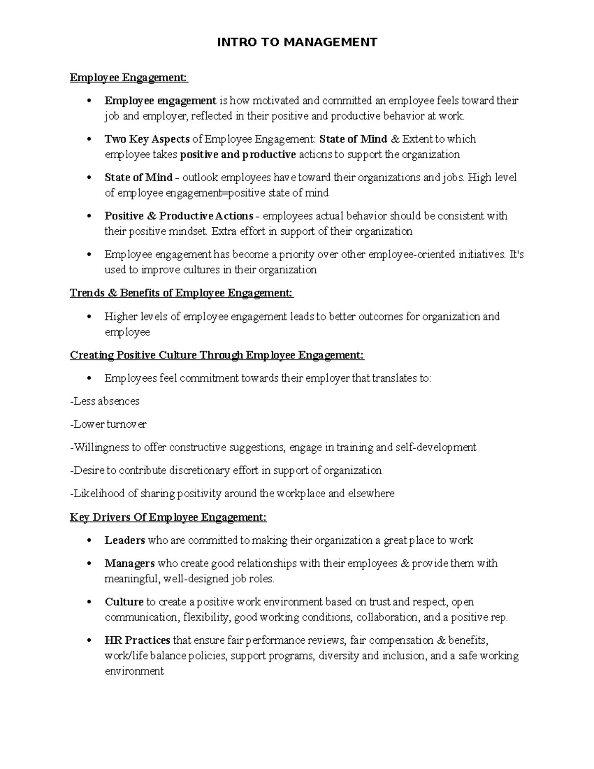 Chapter 9 Study Guide - Management: Employee Engagement Insights - Studocu
