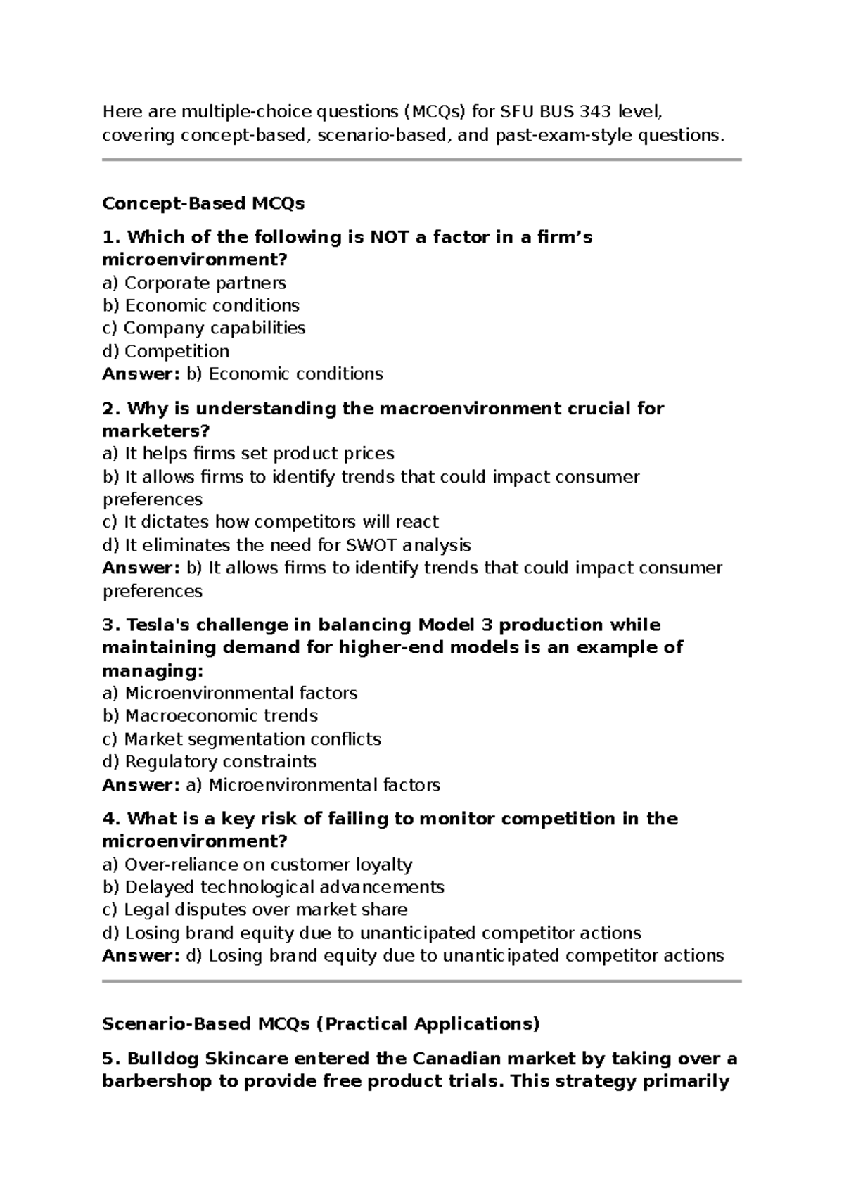 Chapter 3 - Study Notes for SFU BUS 343 MCQs and Practical Applications ...
