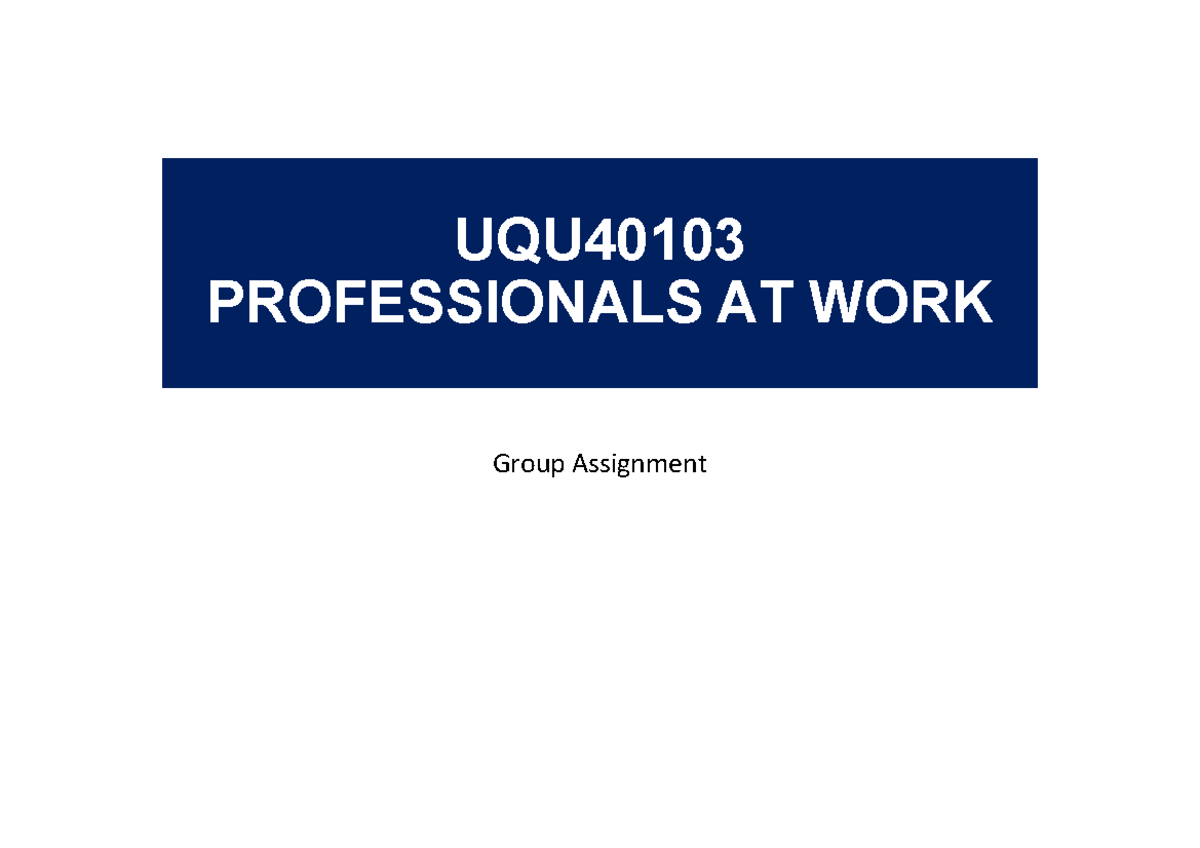 UQU40103 PROFESSIONALS AT WORK Group Assignment: Fukushima Disaster ...