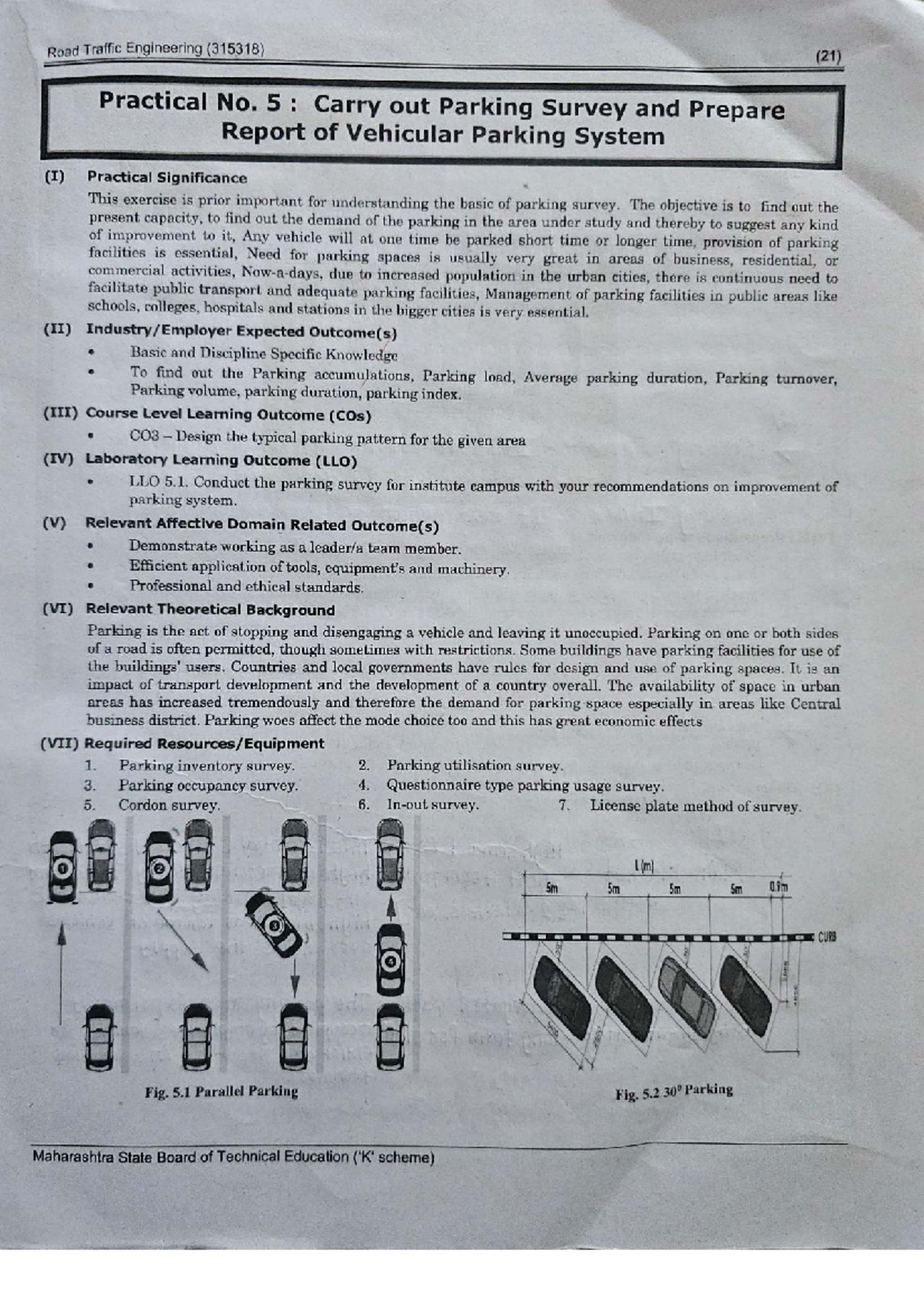 Parking Survey Report: Practical No. 5 for Road Traffic Engineering ...
