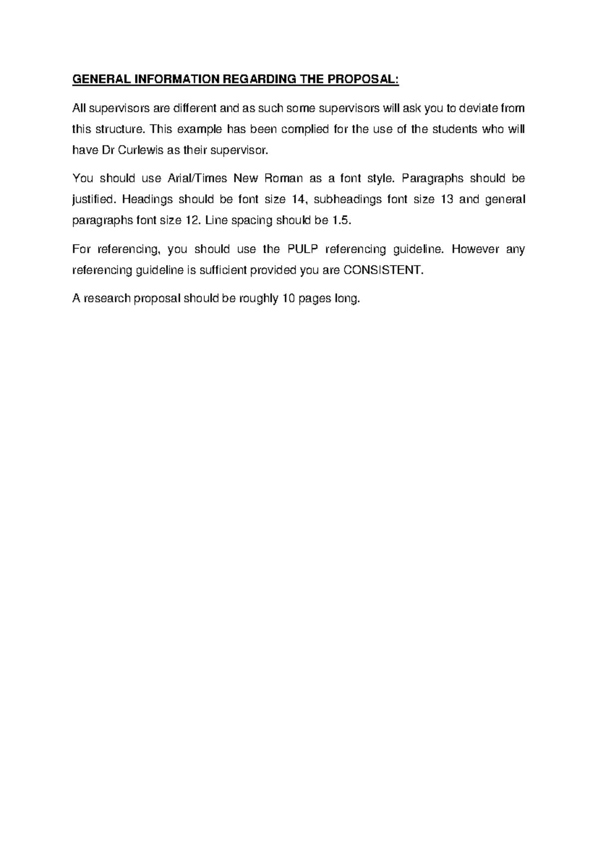 LLB Proposal Template Guidelines by Dr. Curlewis - Studocu