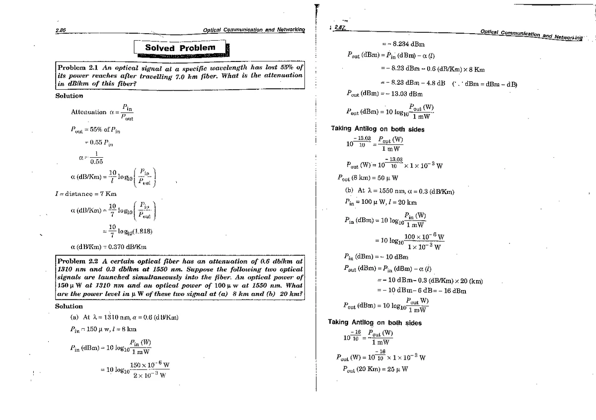 Unit 3 Problems - Optical Communication and Networking Notes - Studocu