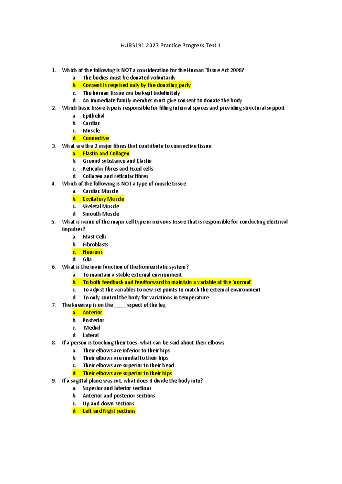 HUBS191 2023 Progress Practice Completed Progress test - HUBS191 2023 ...