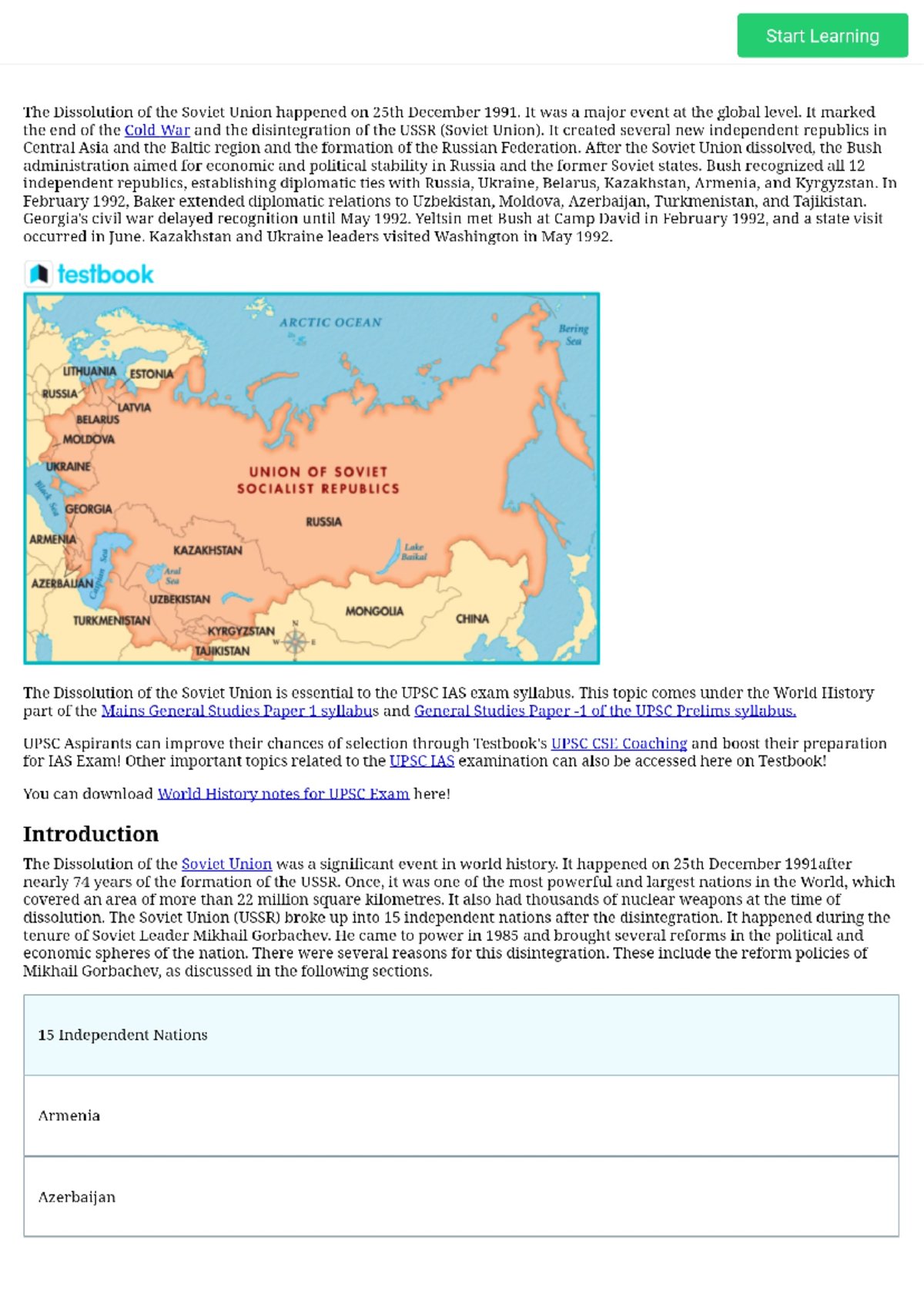 Dissolution of the Soviet Union: Insights for UPSC World History Exam ...