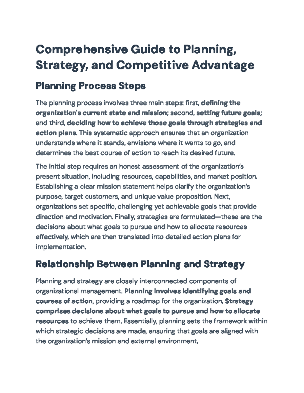 Comprehensive Guide to Strategic Planning & Competitive Advantage (SP ...