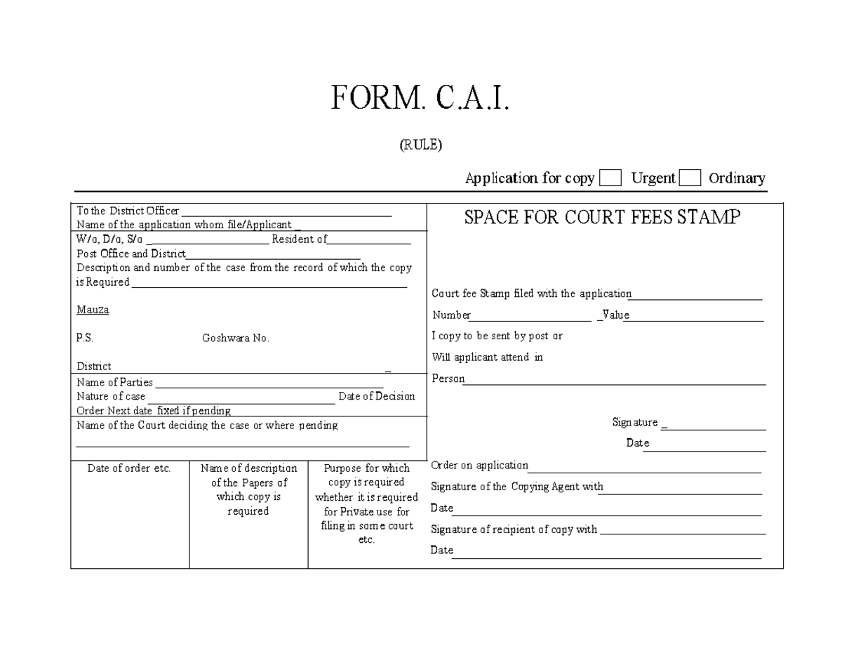 Certified Copy Form - Practical Application for C.A.I. (RULE) - Studocu
