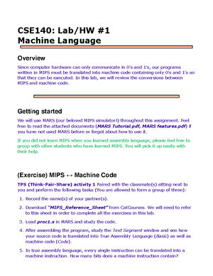 CSE140 S20 midterm 1 Solution - University of California at Merced CSE 140 Computer Architecture ...