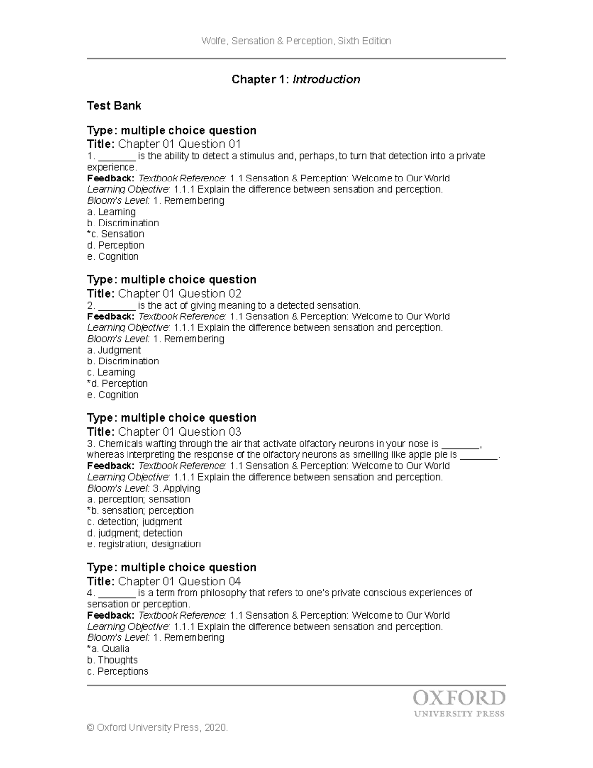 answers Wolfe 6e tb ch01 - Chapter 1: Introduction Test Bank Type ...