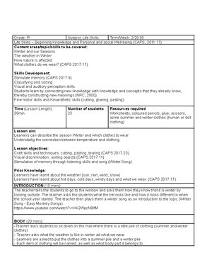 Life Skills Module Term 1 - George Randell Primary School Life Skills ...