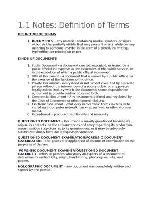 Reviewer Notes For Questioned Documents - QUESTIONED DOCUMENTS ...