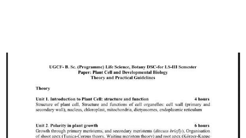 B. Sc. Life Science Botany: Plant Cell & Developmental Biology Guide ...