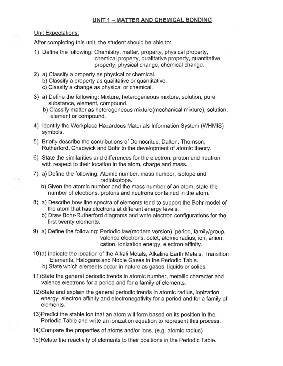 00 - Unit 1 Booklet 1 - Chemistry - Studocu