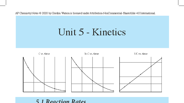 AP Chemistry Unit 5 Kinetics Notes & Practice (2020) - Studocu