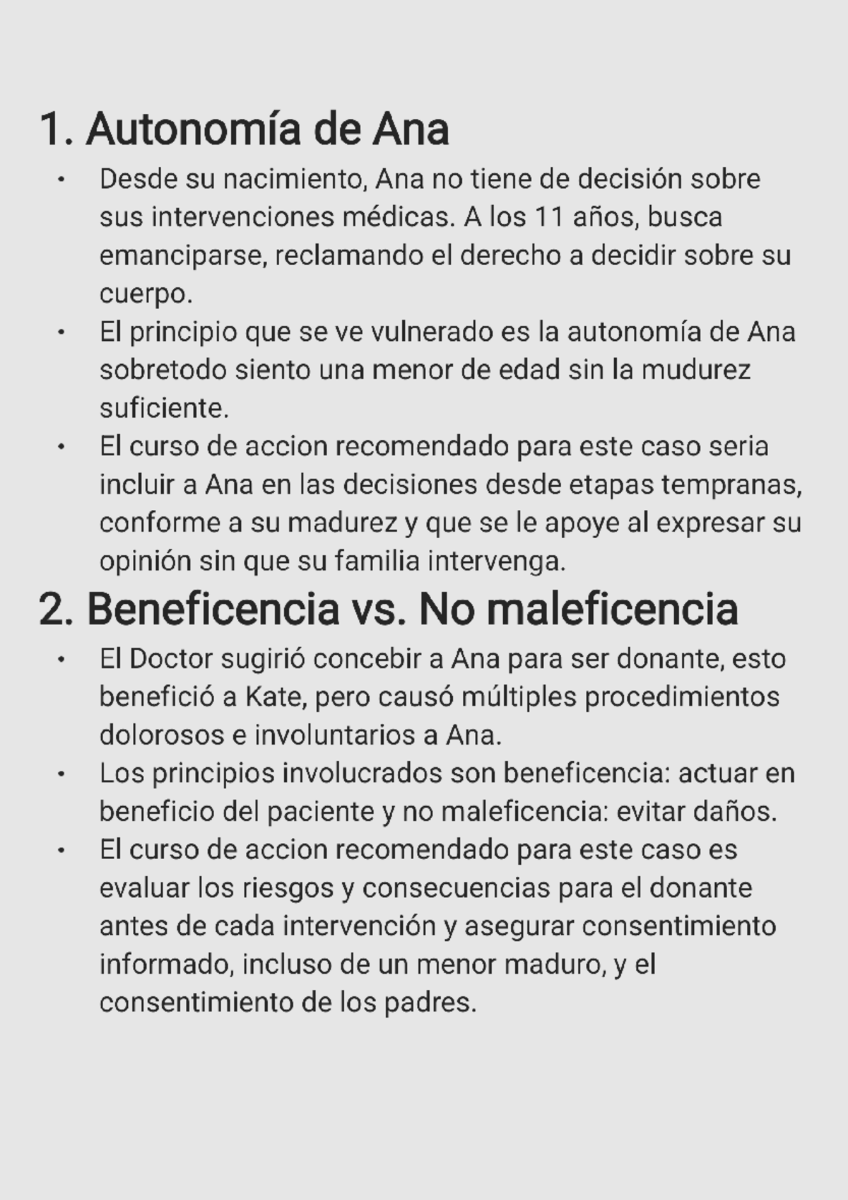 Bioética y Pediatría: Autonomía y Principios Éticos en Ana - Studocu