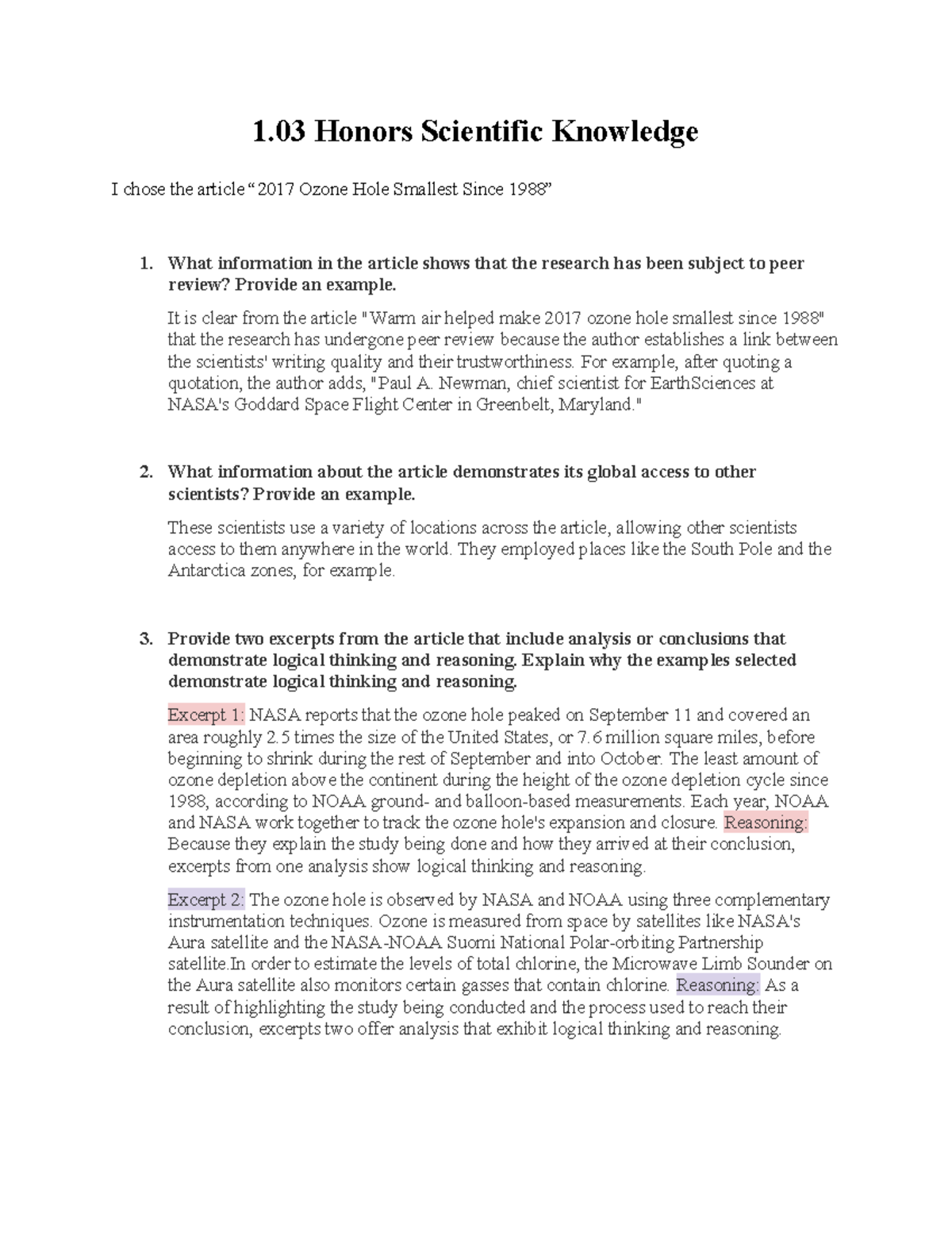 1.03 Honors Scientific Knowledge - 1 Honors Scientific Knowledge I ...