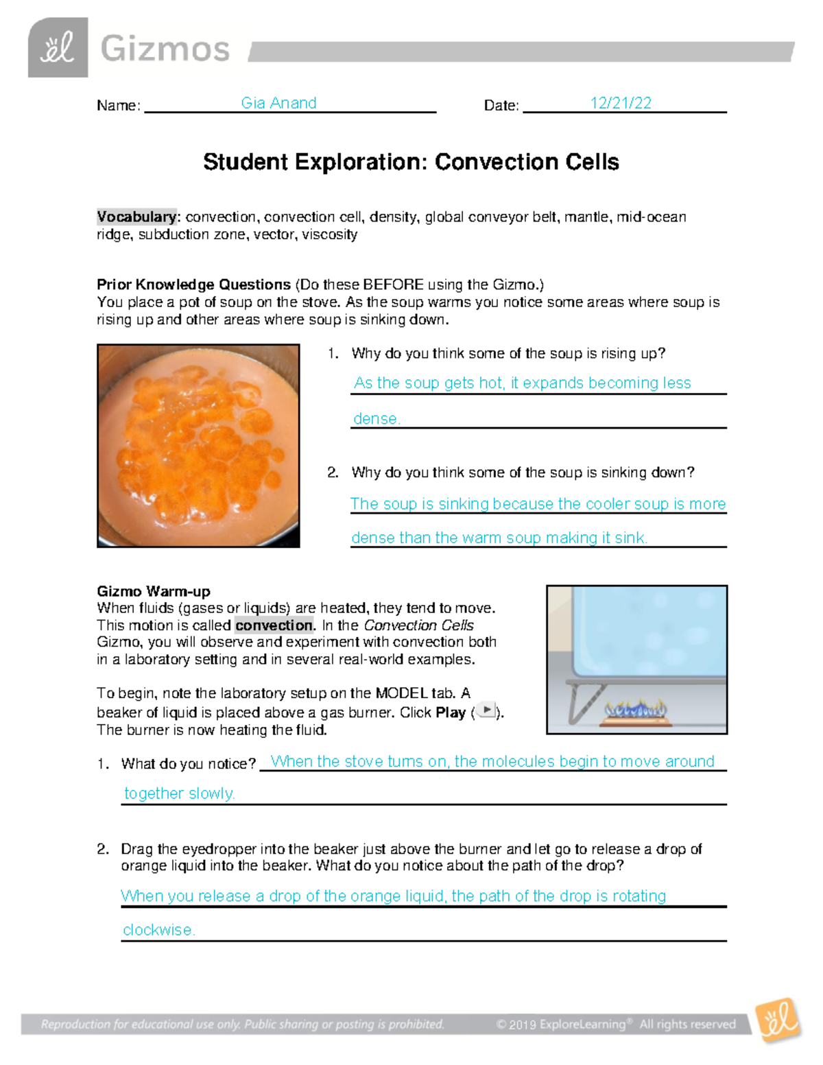 Convection Cells Gizmo Exploration and Activities Guide - Studocu