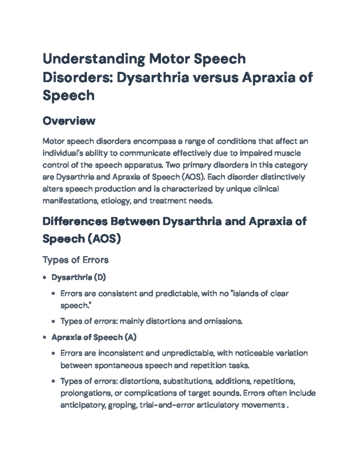 Understanding Dysarthria and Apraxia of Speech: A Comprehensive Guide ...