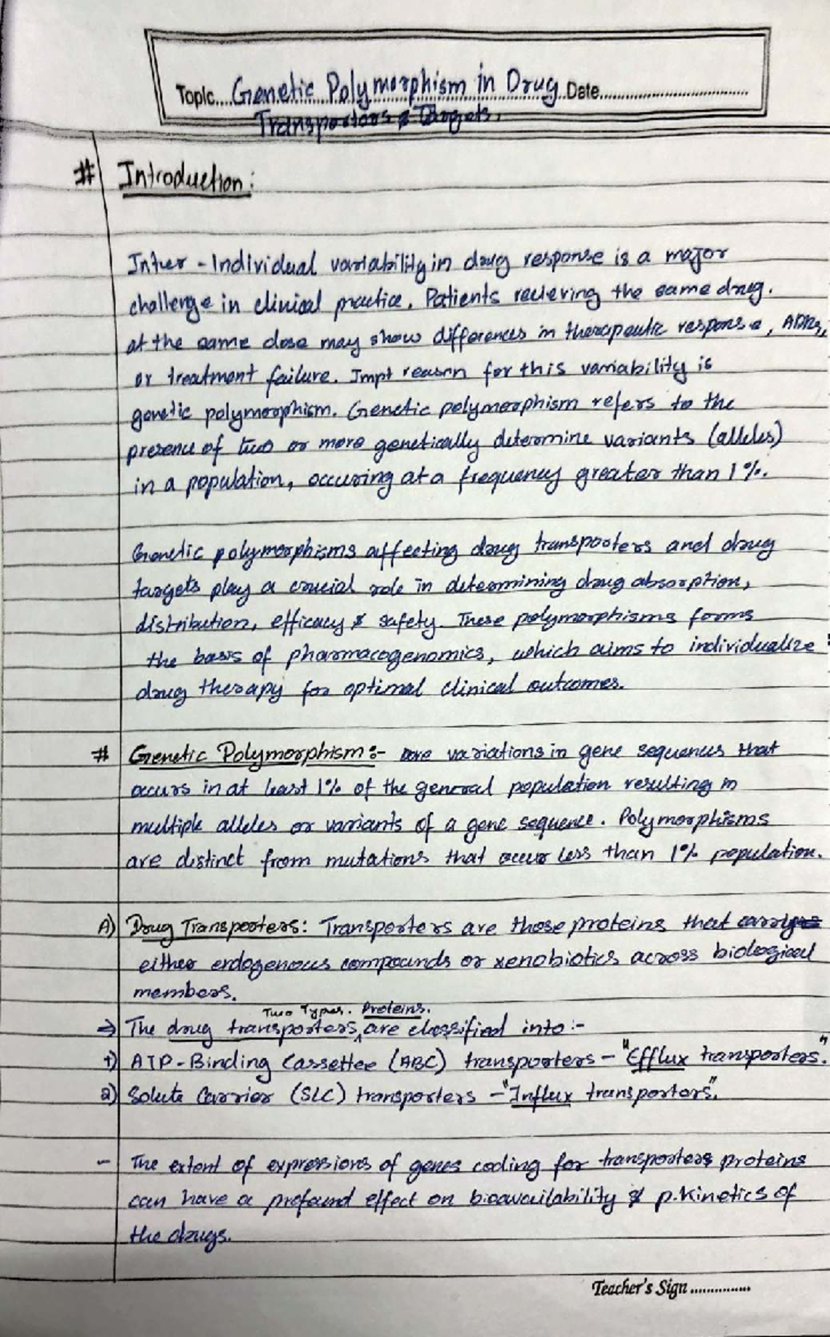 Genetic Polymorphism in Drug Transporters: Implications for ...