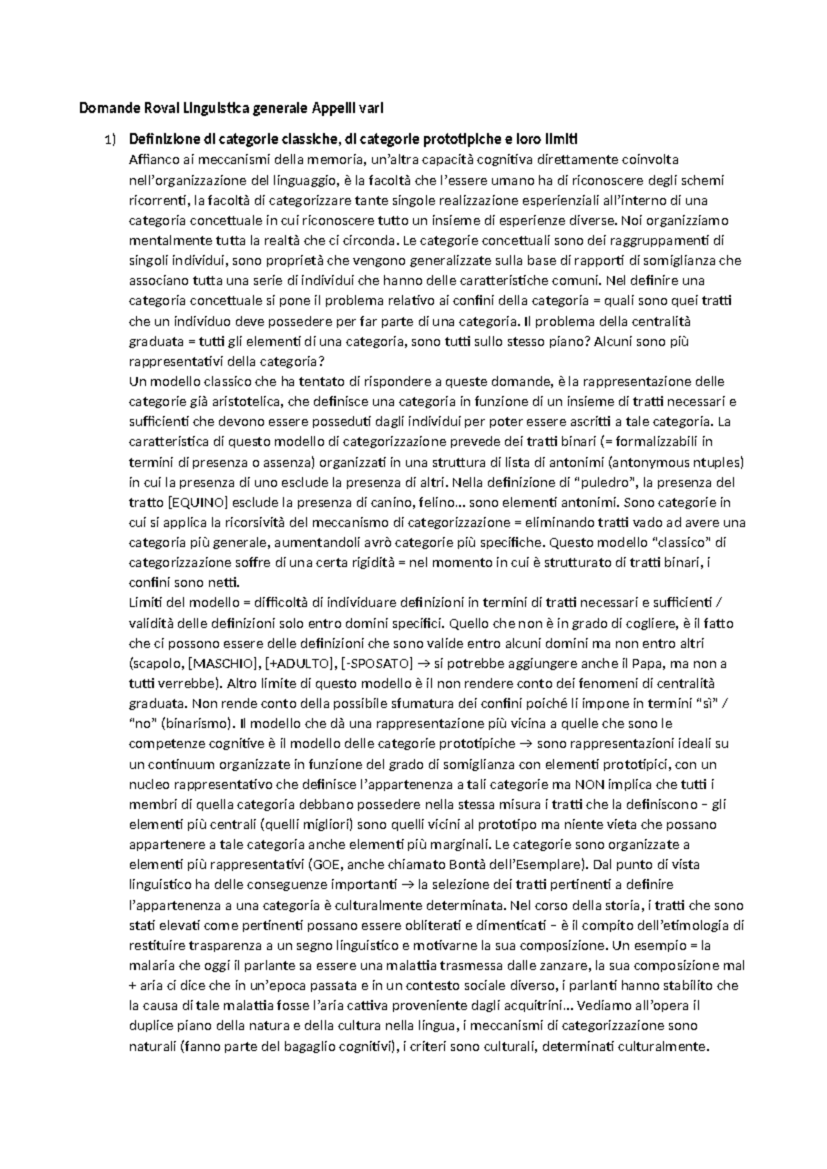 Domande Rovai Linguistica Generale - Appelli Vari - Studocu
