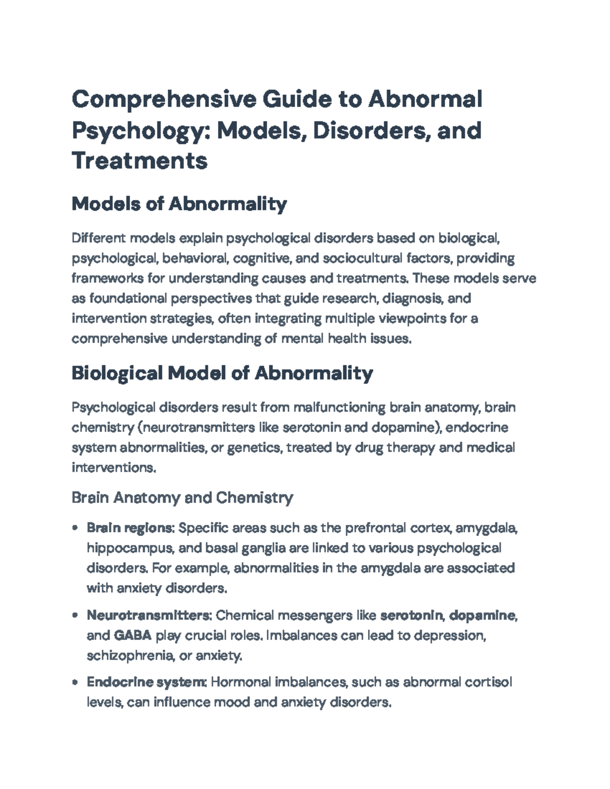Comprehensive Overview of Abnormal Psychology: Models & Treatments ...