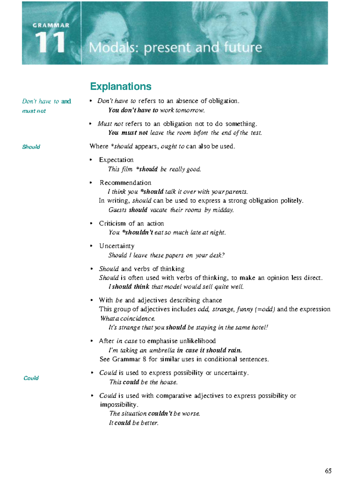 Modal Verbs Advanced Language Practice - Explanations Don't have to and ...