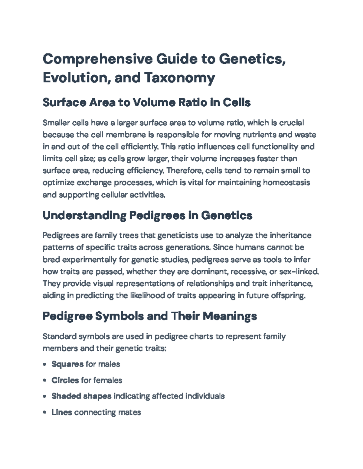 Comprehensive Overview of Genetics, Evolution & Taxonomy Concepts (BIO101) - Studocu