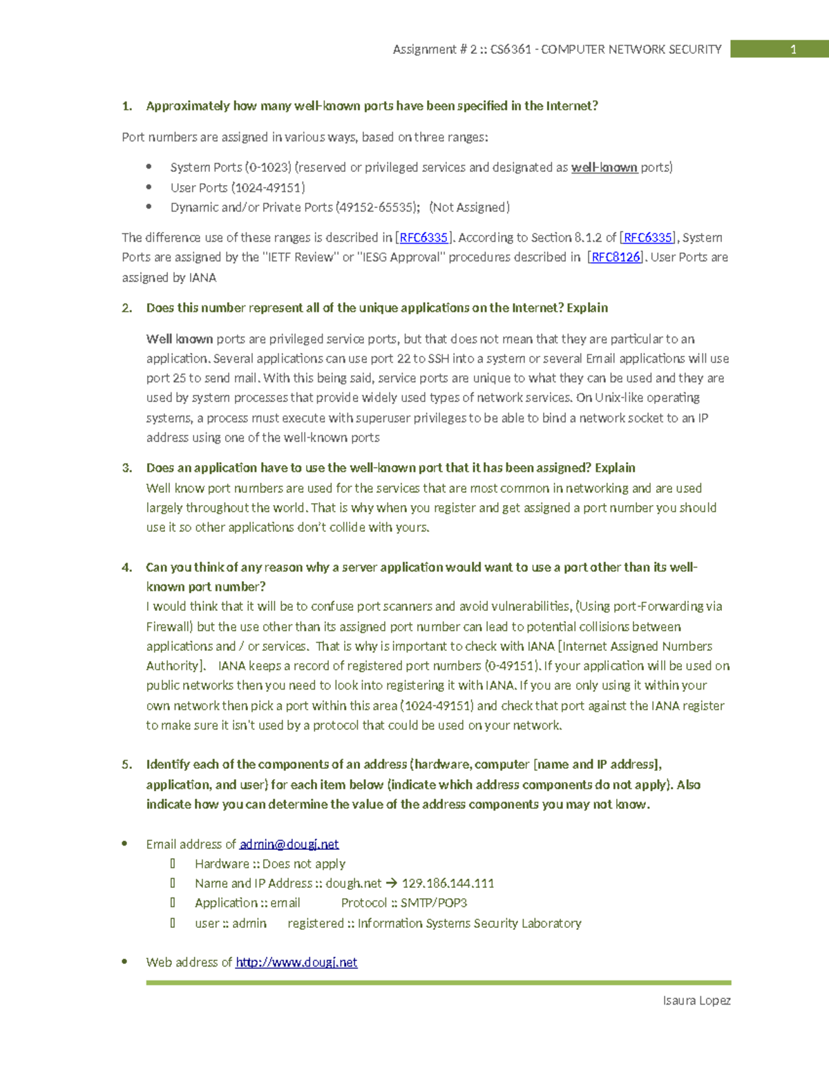 Assignment 2: CS6361 Computer Network Security Overview and Analysis - Studocu