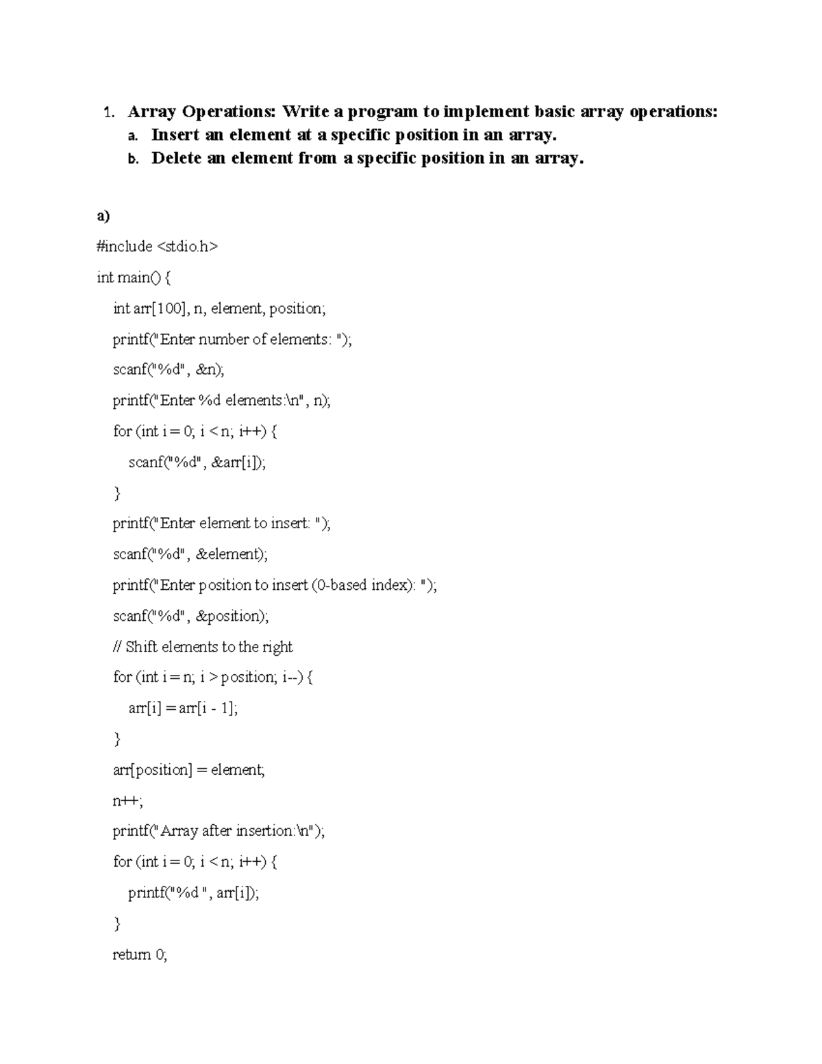 SYIT DS Practical: Array & Linked List Operations Guide - Studocu