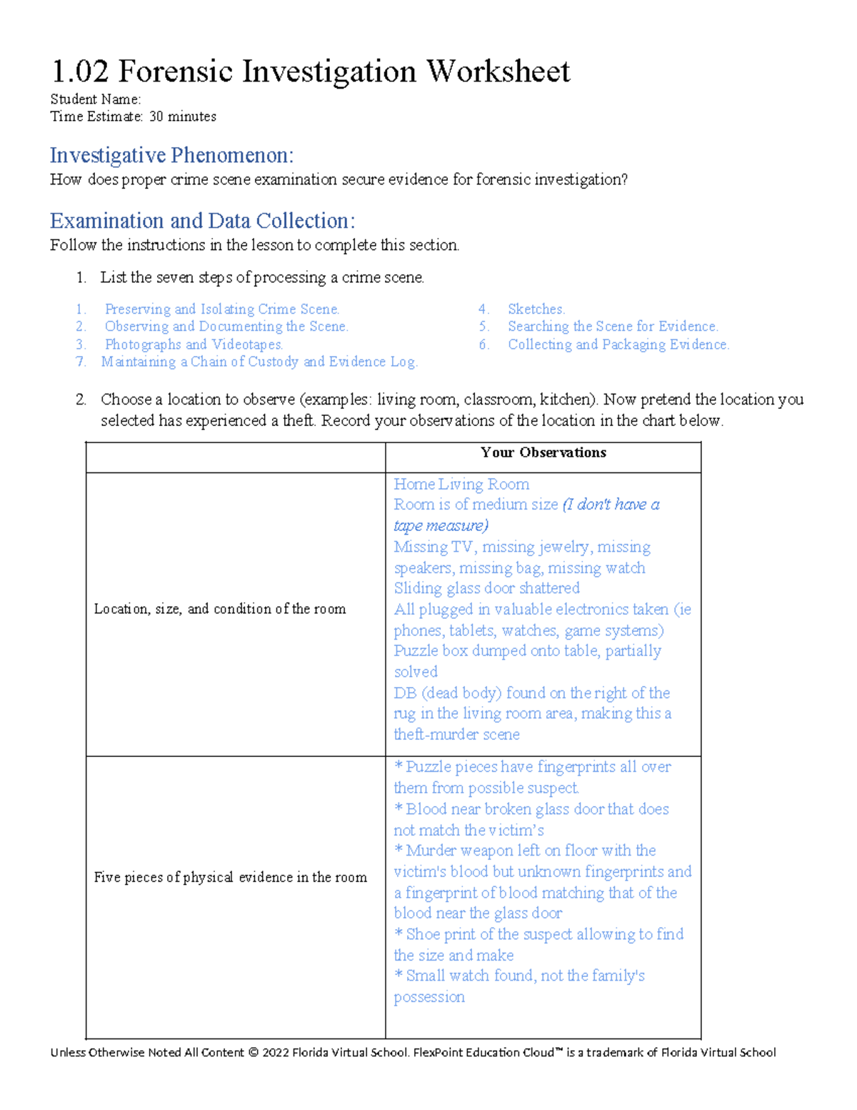 01 Forensic Investigation Worksheet - 1 Forensic Investigation ...