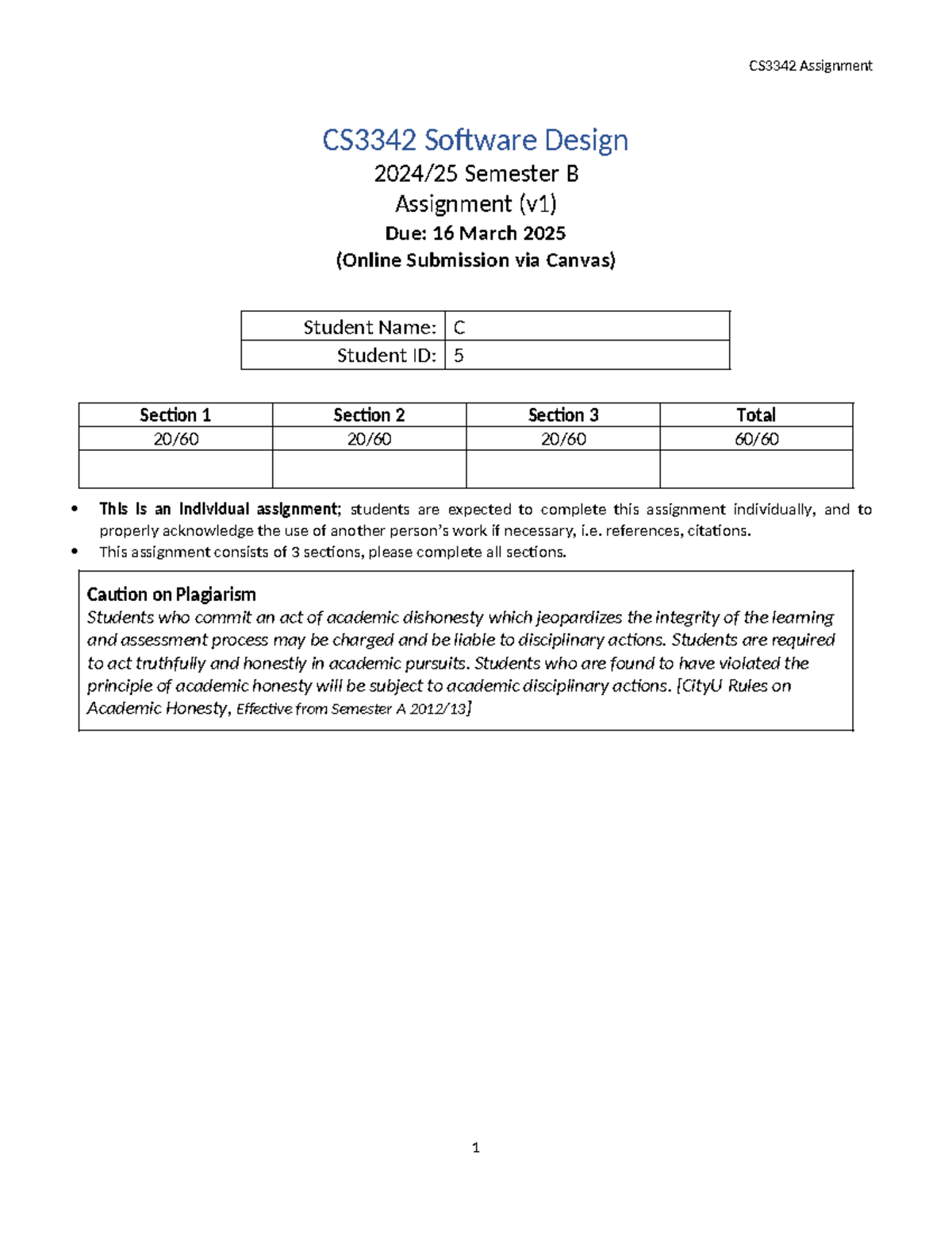 2025 CS3342 Assignment - CS3342 Software Design 2024/25 Semester B ...