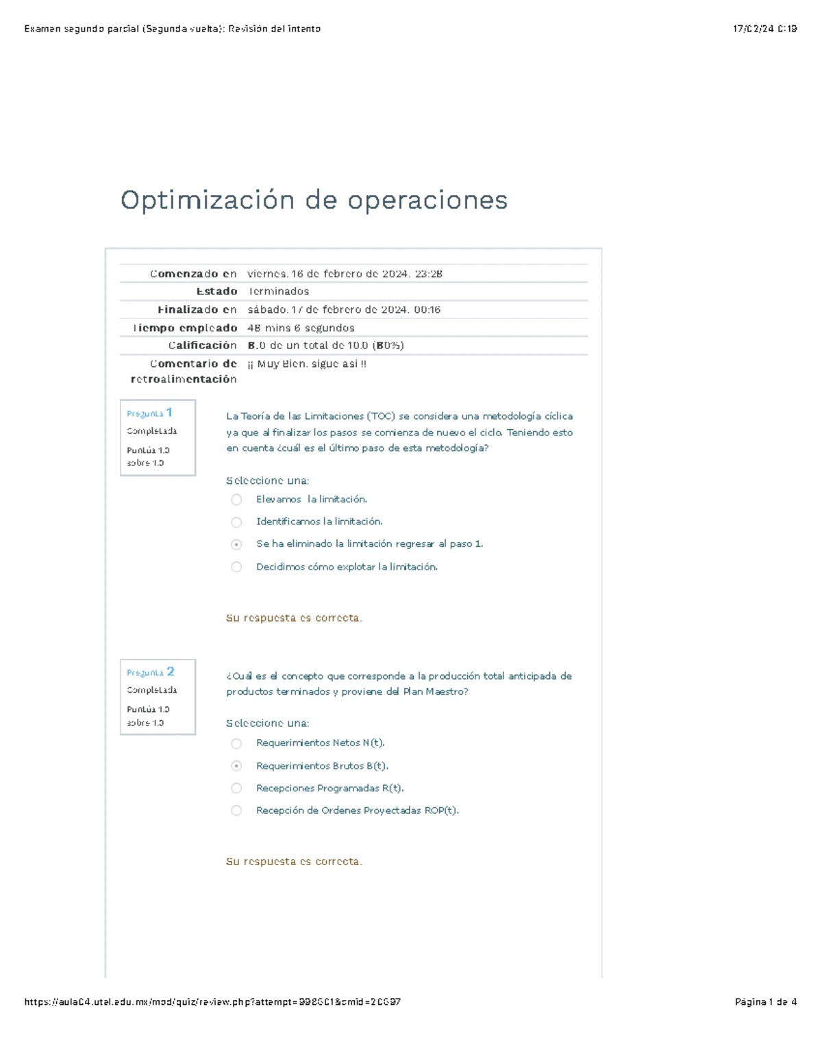 Examen Segundo Parcial 2024: Optimización de Operaciones - Studocu