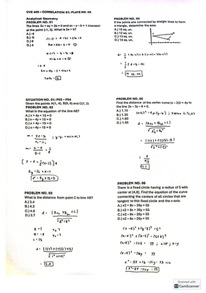 CVE 405 - P2 - Bsbsbd - CVE 405: CORRELATION 01: PLATE NO. 02 PLANE TRIGONOMETRY Problem No. 01 ...