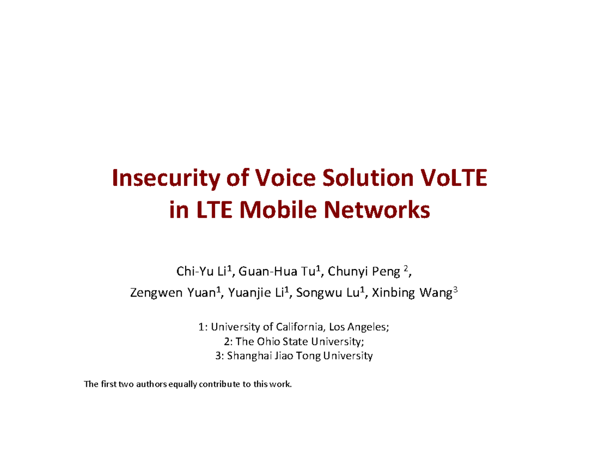 Potential Security Threats in VoLTE: Insights and Recommendations ...