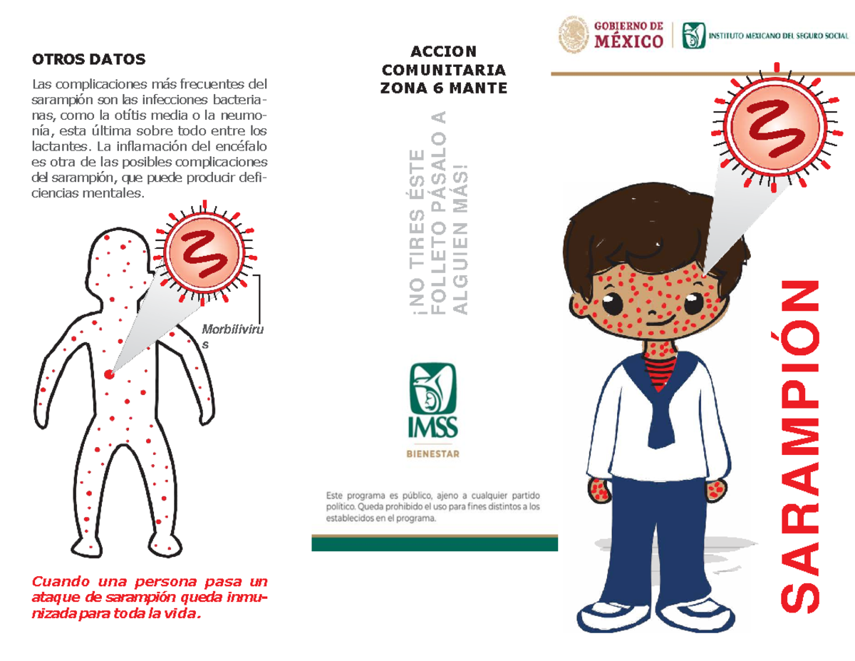 Tríptico sobre el Sarampión 2025 - IMSS Bienestar - Studocu