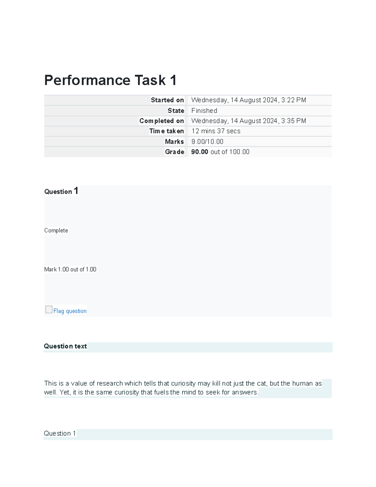 Performance Task 1 Practical Research - Performance Task 1 Started on ...