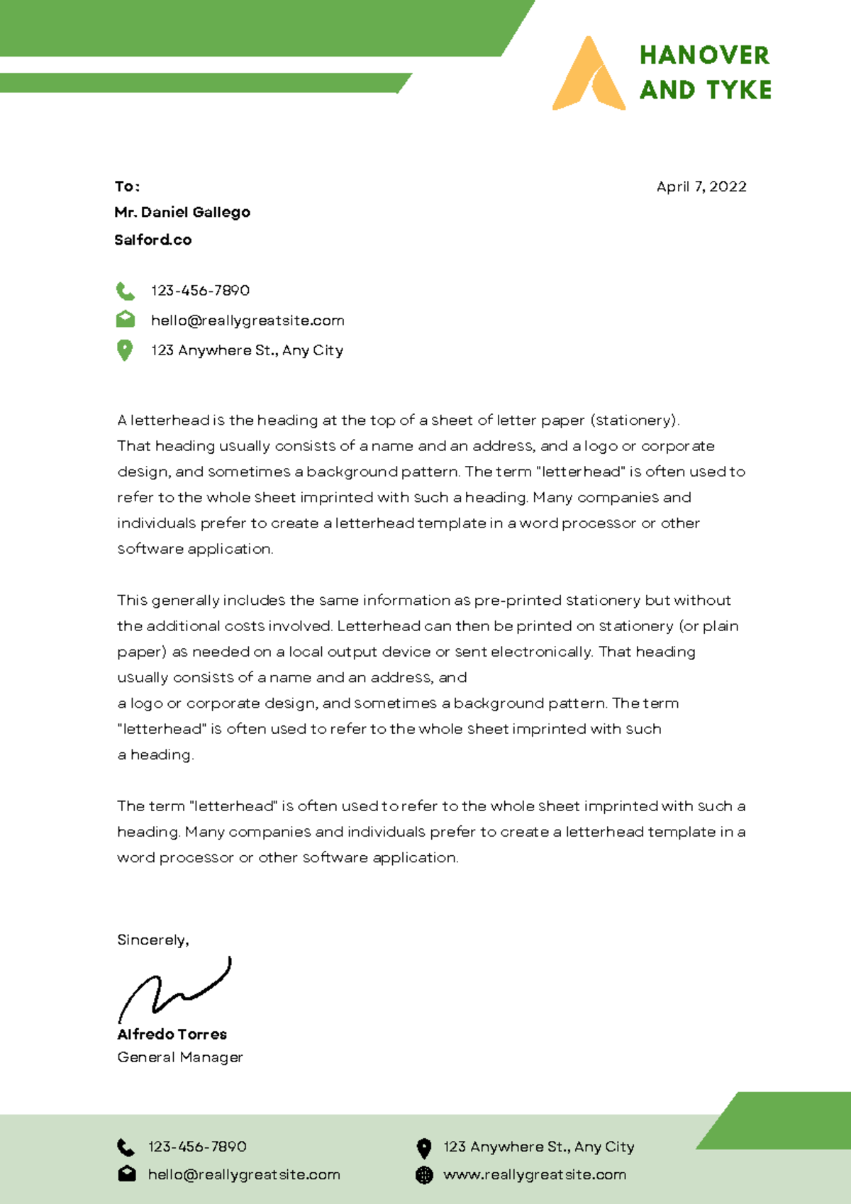 Letterhead Design Guide: White & Green Professional Template - Studocu