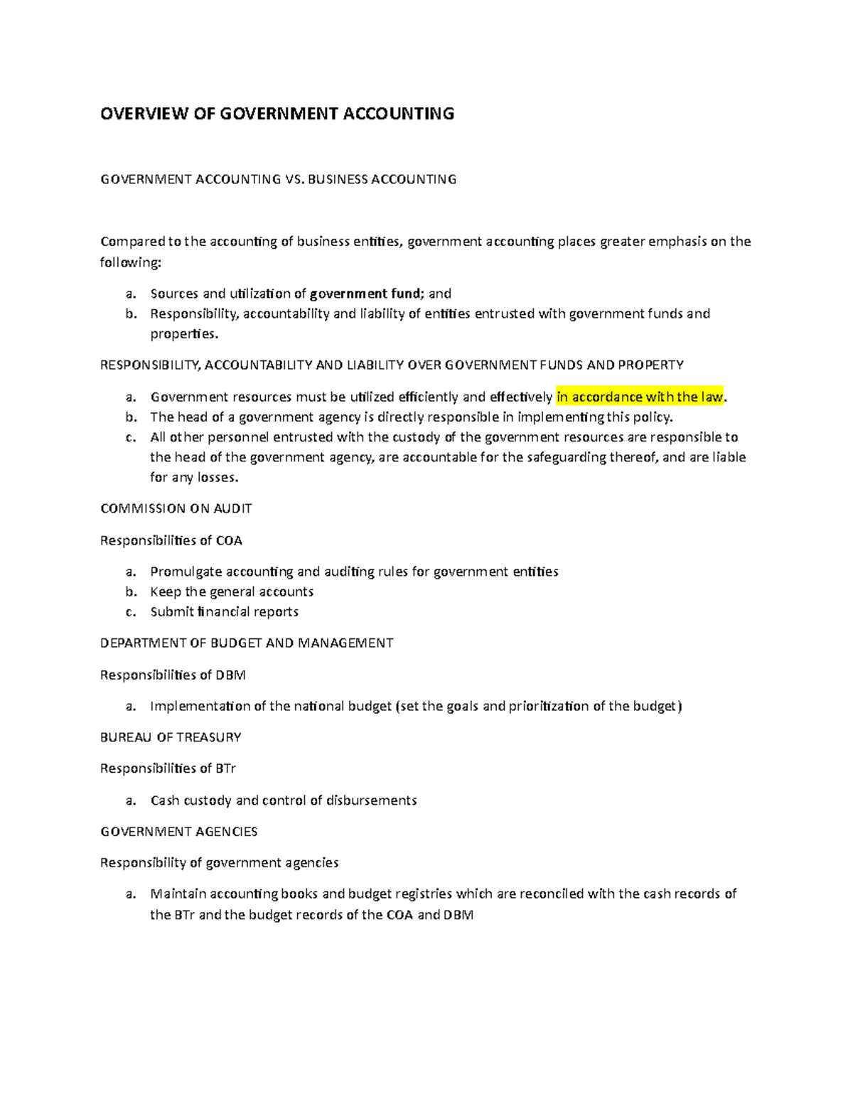 Government Accounting Overview and Key Principles - Studocu