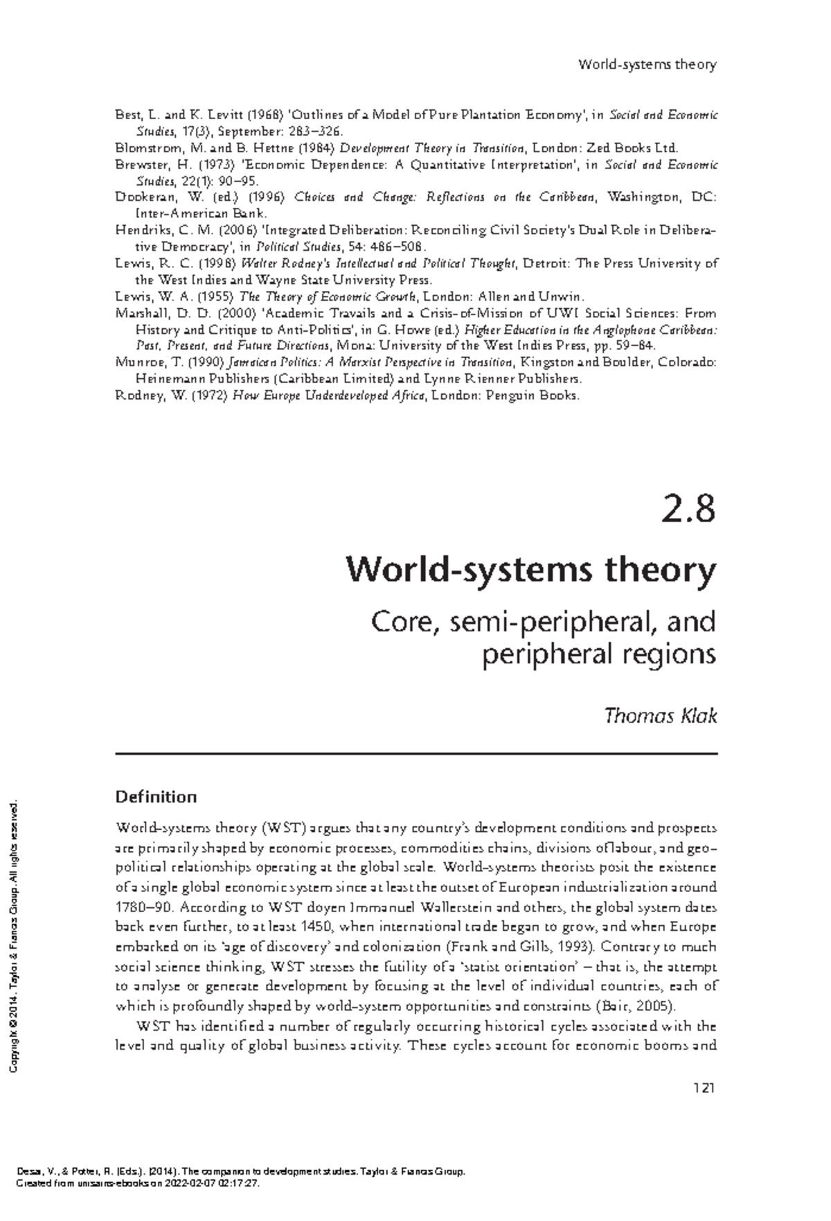 World system theory - 121 World-systems theory Best, L. and K. Levitt ...