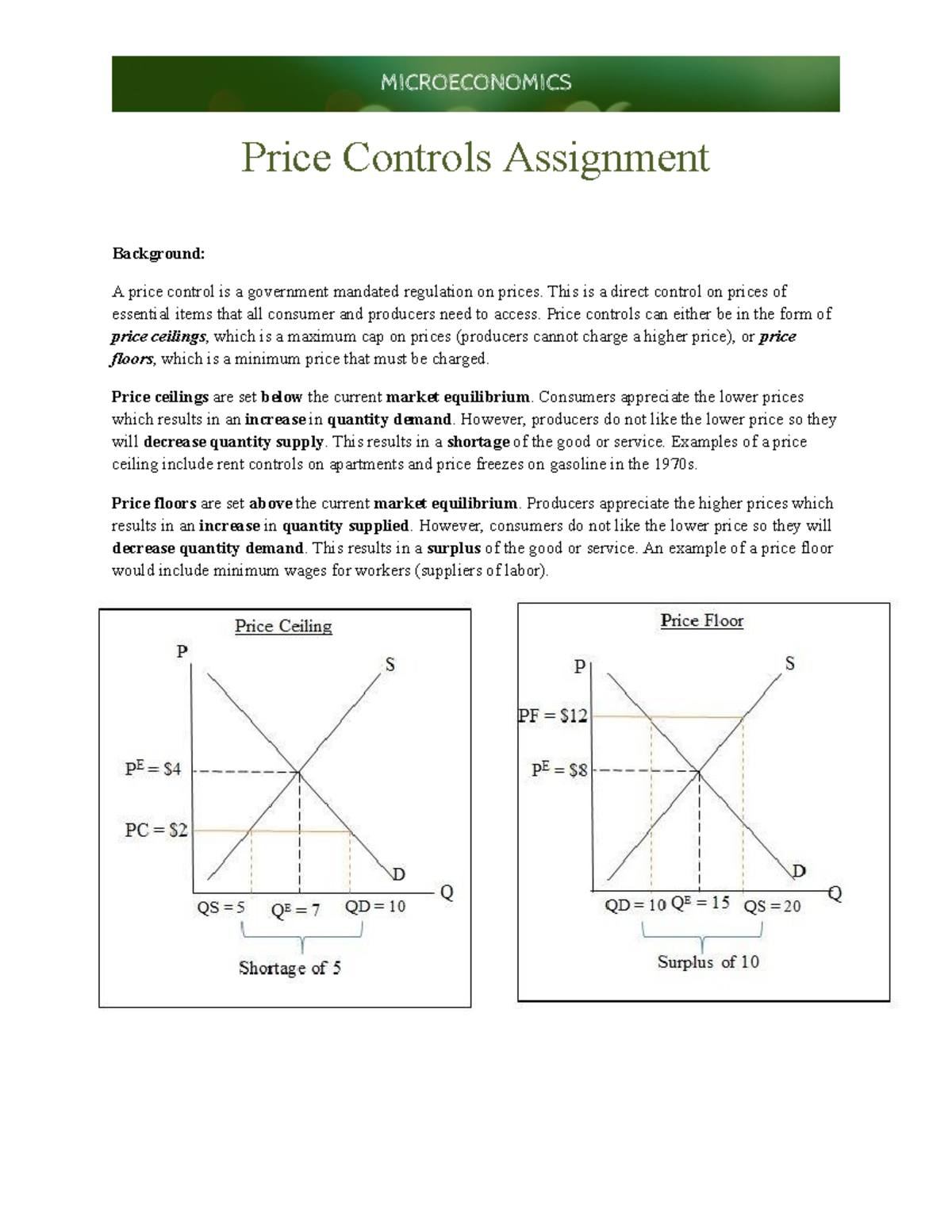 A2.04.2 Price Controls Assignment: Understanding Market Dynamics - Studocu