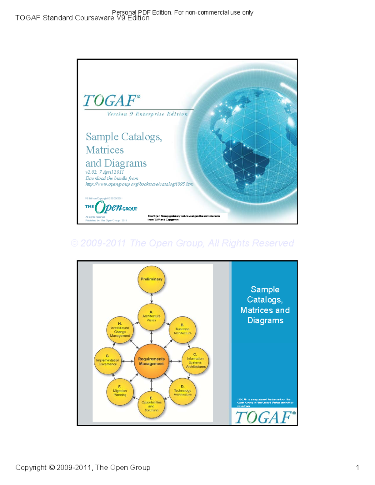 TOGAF V9 Sample Catalogs, Matrices and Diagrams Overview - Studocu