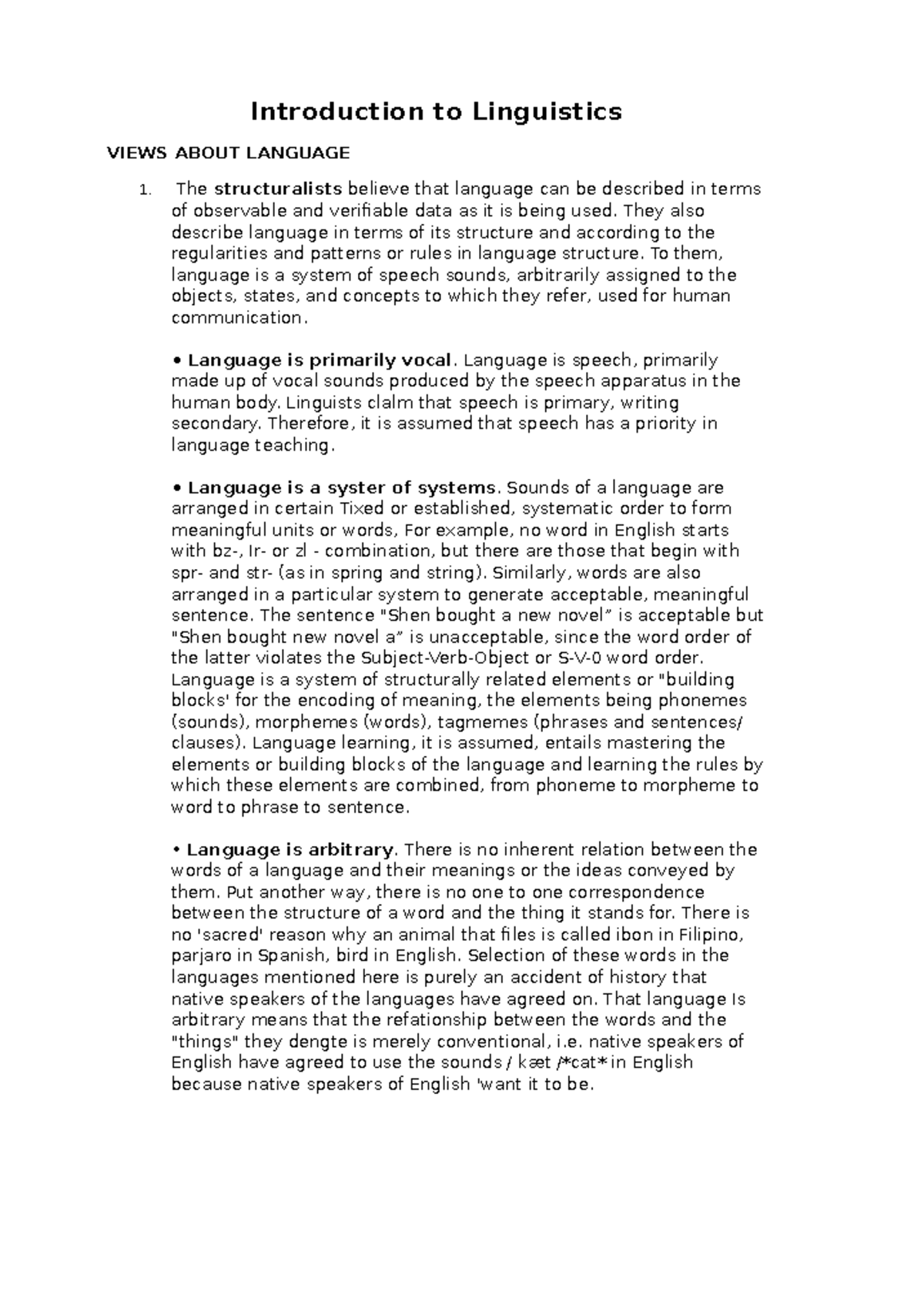 Introduction to Linguistics (LING101) - Key Concepts and Theories - Studocu