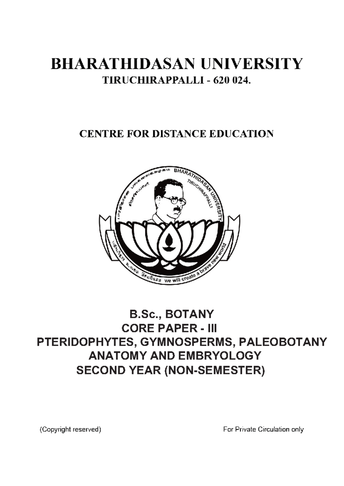 B.Sc.Botany Pteridophytes,Anatomy and Embryology II-Year SPS - # 4D #05 ...