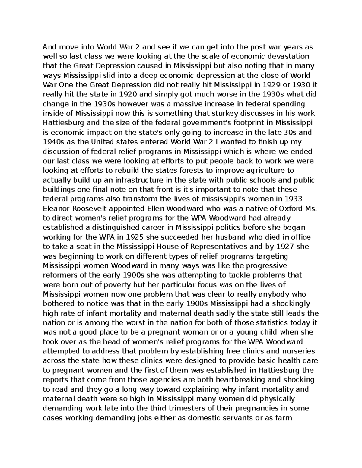Mississippi's Agricultural Transformation During the Great Depression ...