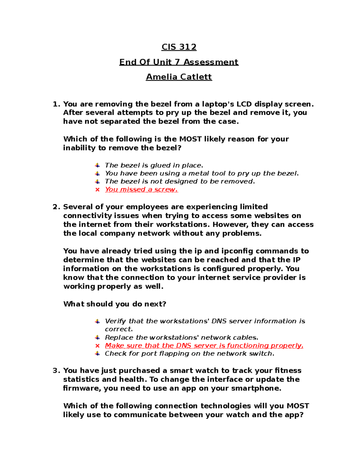 CIS 312 - Week 7 Assessment Review and Answers - Studocu