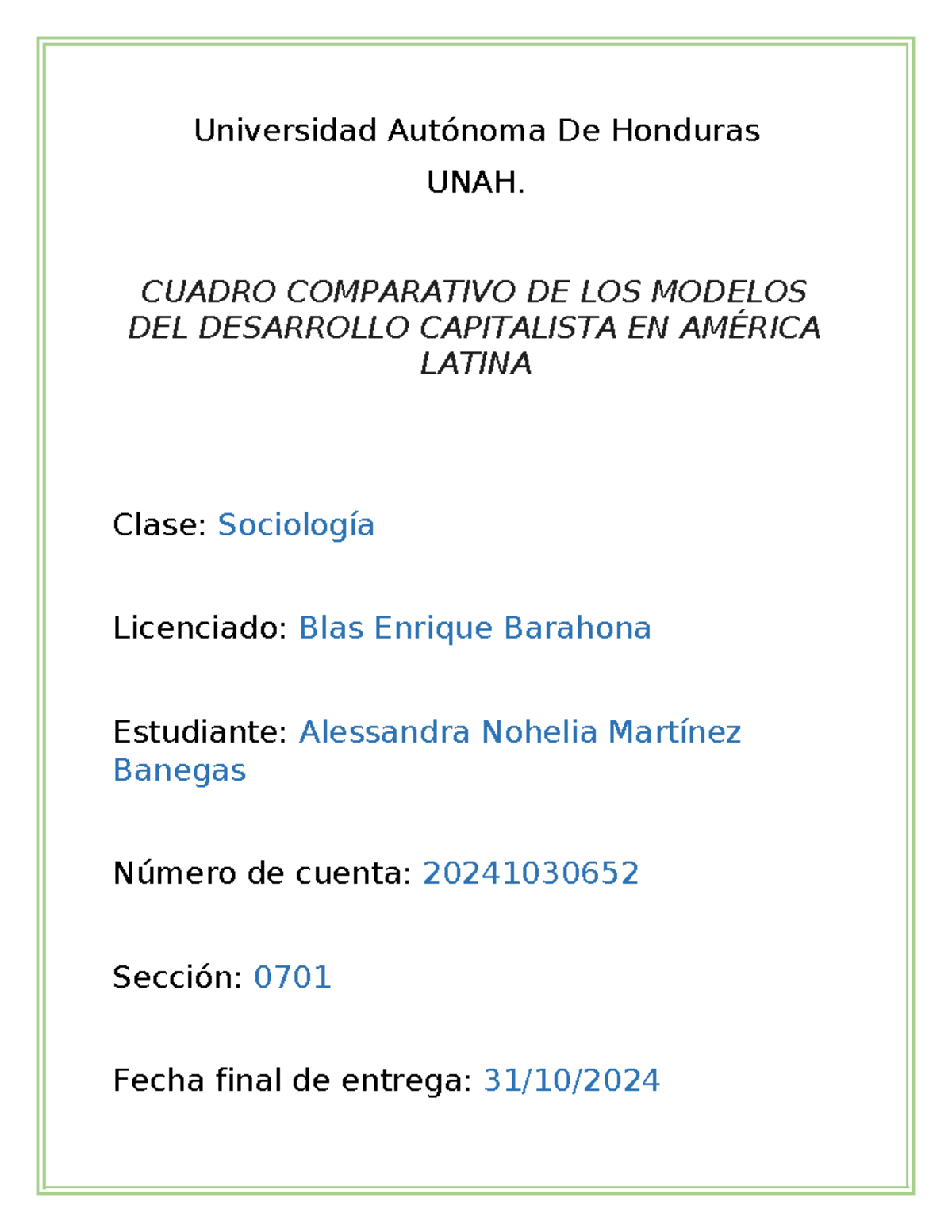 Cuadro Comparativo de Modelos de Desarrollo en América Latina - Sociología - Studocu