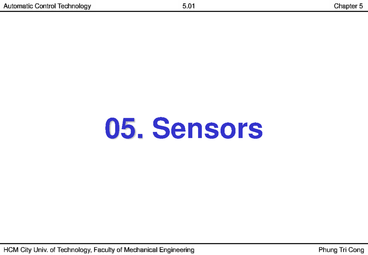 Automatic Control Technology 5.01 Chapter 5: Sensors Overview - Studocu