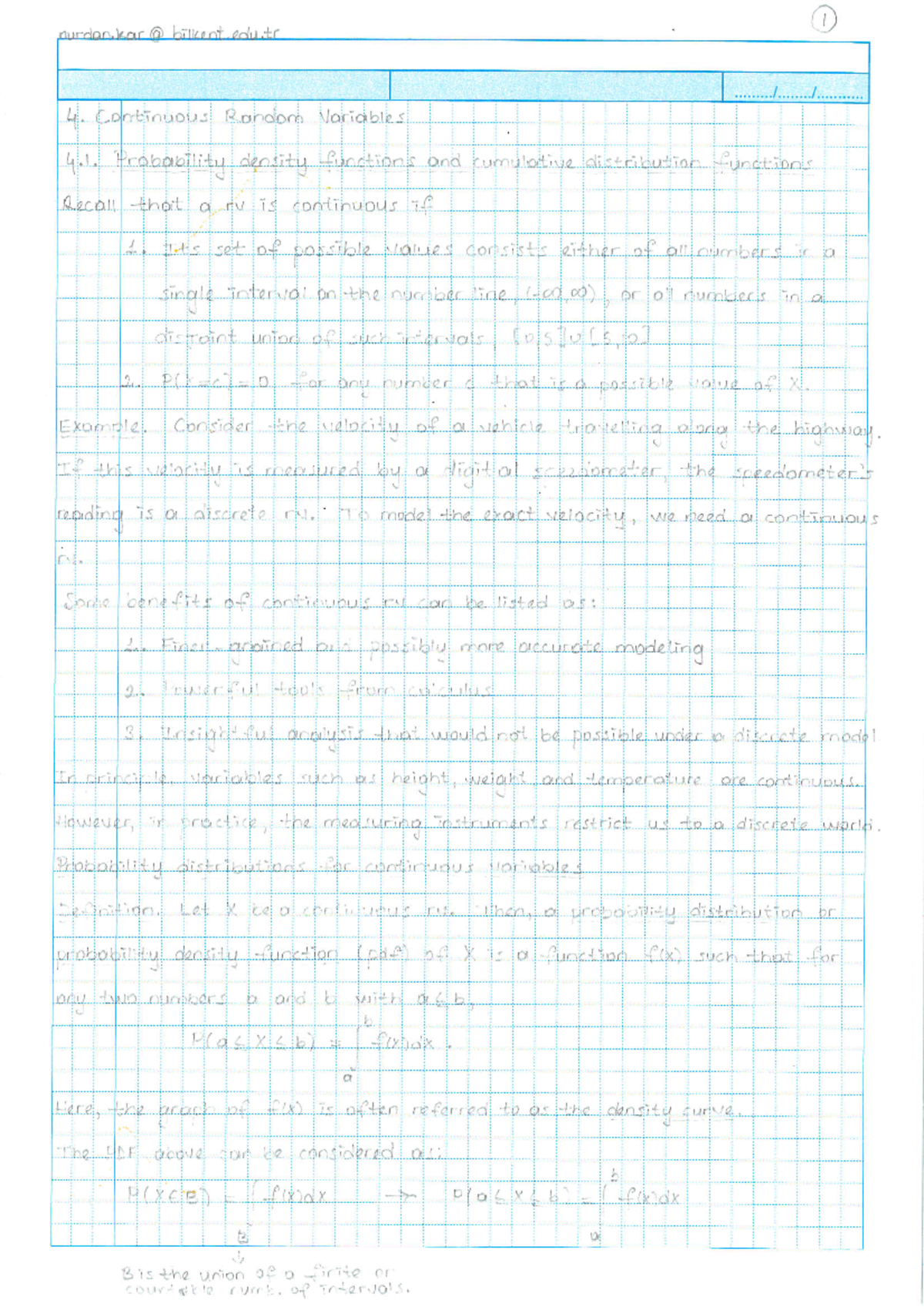 Continuous Random Variables: PDFs, CDFs, and Expected Values (MATH ...