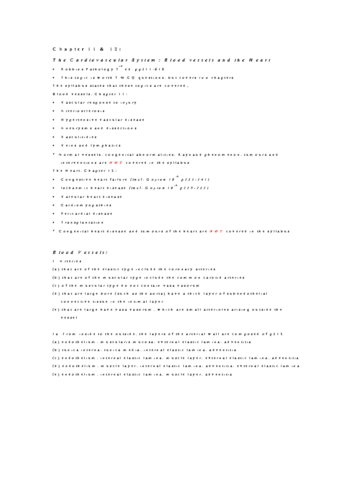 Chapter 11-12: Cardiovascular System MCQs & Histo - Robbins Pathology ...