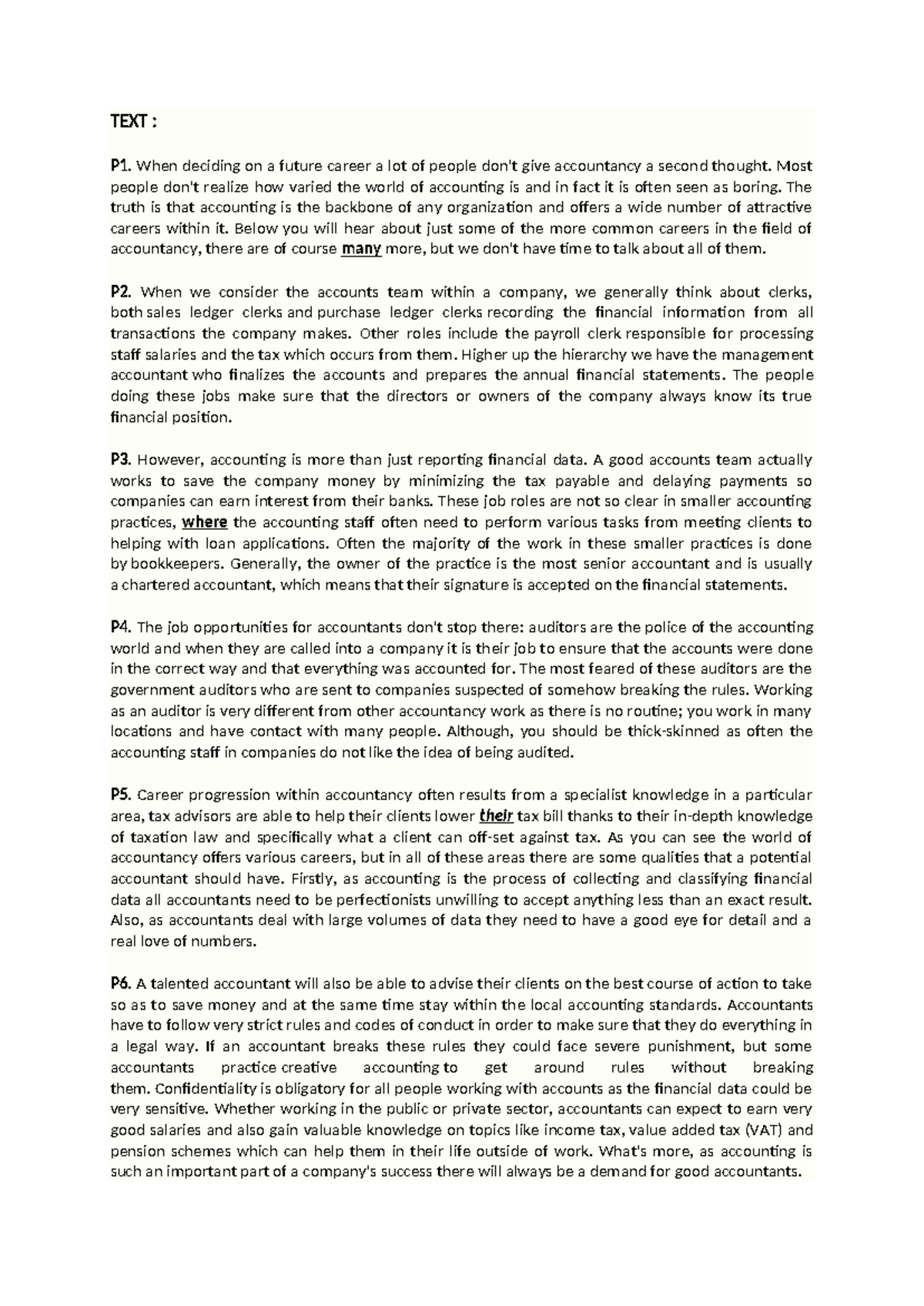 M1P FI Principale: Career Opportunities in Accounting (Jan 2026) - Studocu